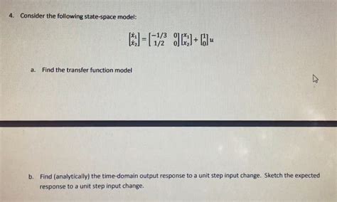 Solved 4 Consider The Following State Space Model A Find