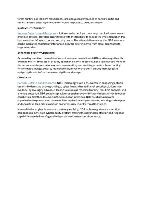 Enhancing Cybersecurity With Network Detection And Response Ndr