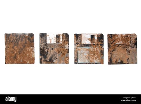Dirty Computer Floppy Disks Isolated On A White Background Stock Photo Alamy