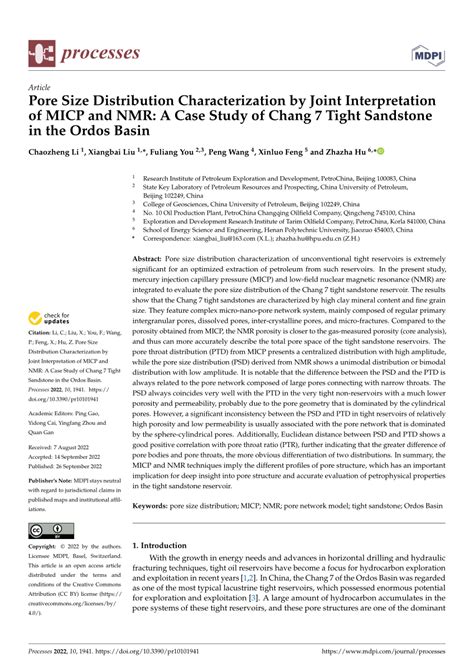Pdf Pore Size Distribution Characterization By Joint Interpretation