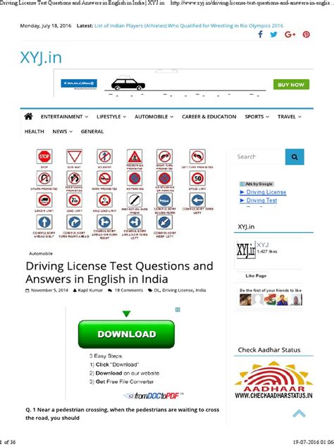 Kuwait Driving Test Qanda In English Pdf Road Safety Vehicles