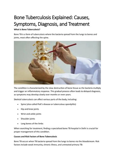 Bone Tuberculosis Explained Causes Symptoms Diagnosis And Treatment
