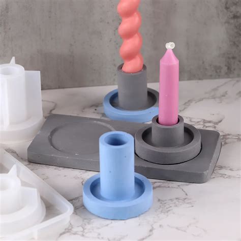 Candlestick Mold Round Silicone Molds For Candles Concrete Crafting