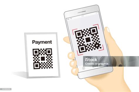 Qr 코드 지불 손 손가락 스마트폰 애플 리 케이 션 현금 없는 기술 개념 벡터 일러스트 레이 션 디자인 이미지 돈 없이 디지털