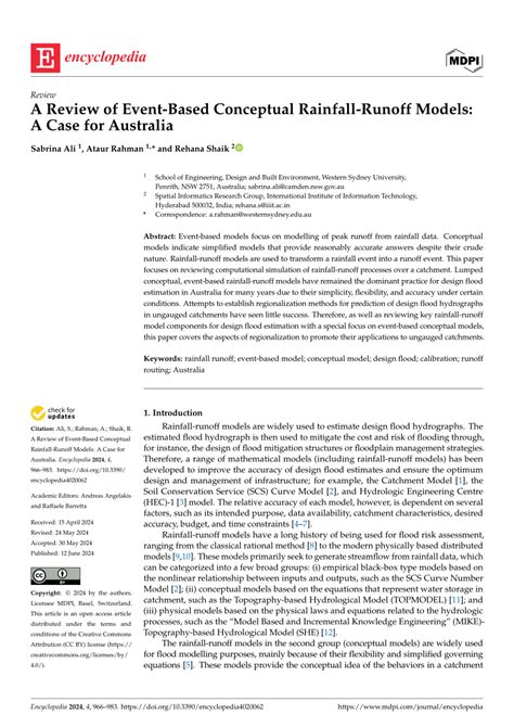 Pdf A Review Of Event Based Conceptual Rainfall Runoff Models A Case For Australia