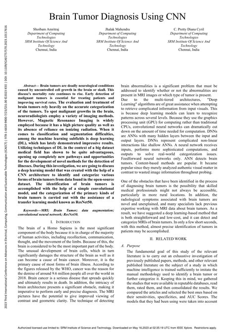 Pdf Brain Tumor Diagnosis Using Cnn