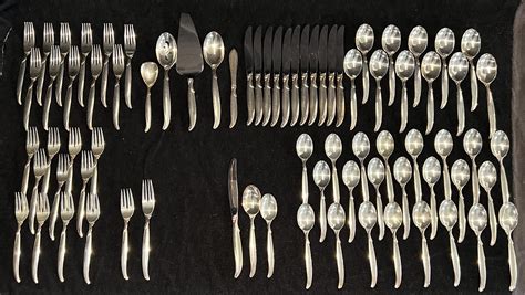 Vintage 1847 Rogers Bros Flair Silverplate Flatware Set 77 Pieces Etsy