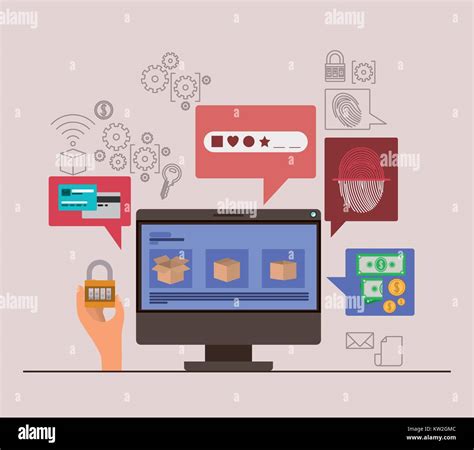Mobile Security With Desktop Computer And Secure Apps In Sea Shell