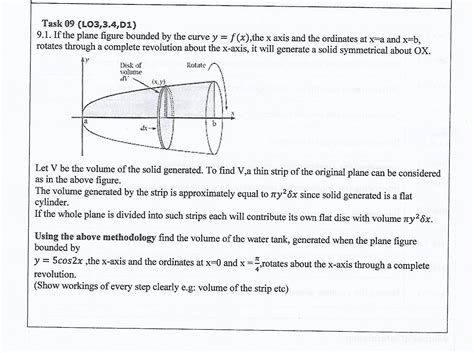 Solved If The Plane Figure Bounded By The Curve Y F X