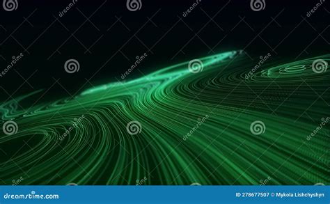 Flow Of Particles Big Data Visualization Digital Technology Wave Futuristic Cyberspace