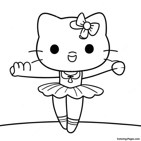 Elegant Hello Kitty Ballerina Pose Coloring Page Coloring