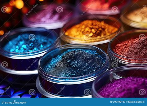 Realistic Illustration Of Glitter Jars For Makeup Highlighted On A