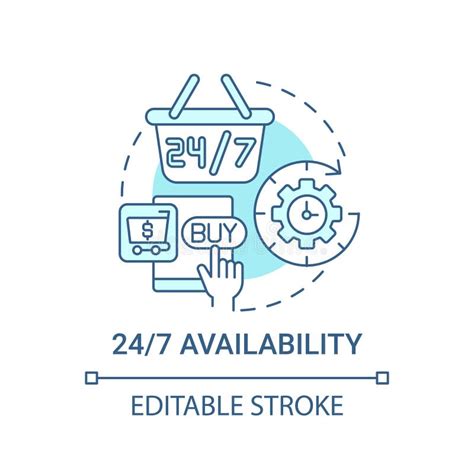 24 7 Availability Concept Icon Stock Vector Illustration Of Commercial Accessibility 220916312