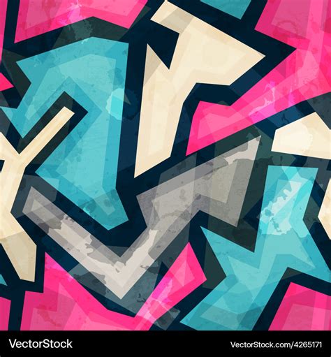 Bright Geometric Seamless Pattern With Grunge Vector Image