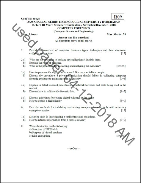 Jntuh Btech Computer Forensics Novemberdecember 2018 Question Paper