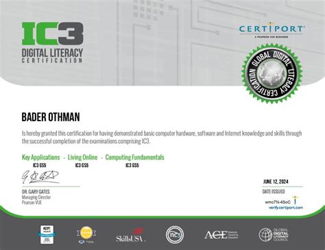 Bader Othman On Linkedin Digitalliteracy Ic3 Certiport Professionaldevelopment
