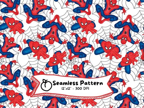Spider Man Seamless Pattern Superhero Design Digital Download High Resolution Instant