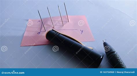 Paper Pin Graph Pattern On Slip With Pen Stock Photo Image Of Colorful Department 163754968