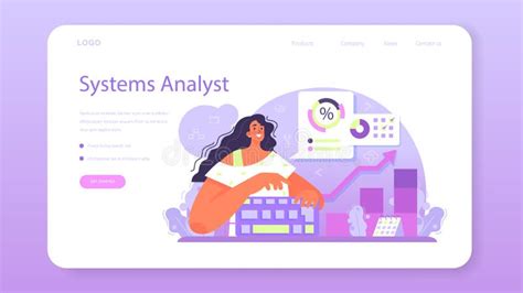 System Analyst Web Banner Or Landing Page It Technologies Stock Vector
