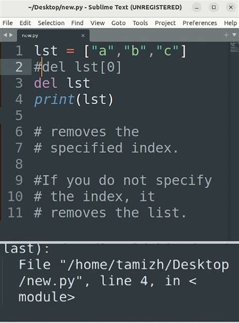 Del Keyword Can Also Delete The List Completely Pythonprogramming