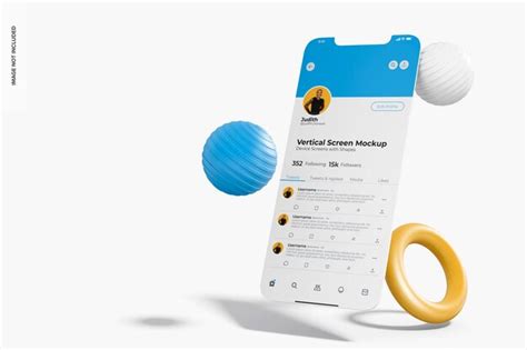 Premium Psd Vertical Screen With Shapes Mockup Side View