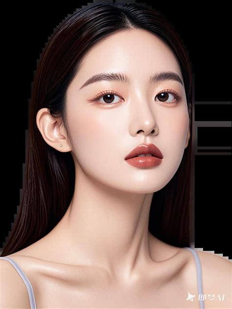 亚洲美女模特 医美模特 面部正脸 五官精致 颈部线条流畅 简约背景 抬头深邃眼眸 侧脸 浅唇色 无截切 半身无遮挡 高级感 现代风格 朴素大方 素颜 大中景 模特 哑光裸色口红 副本图片 医美