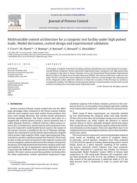 Pdf Multivariable Control Architecture For A Cryogenic Test Facility