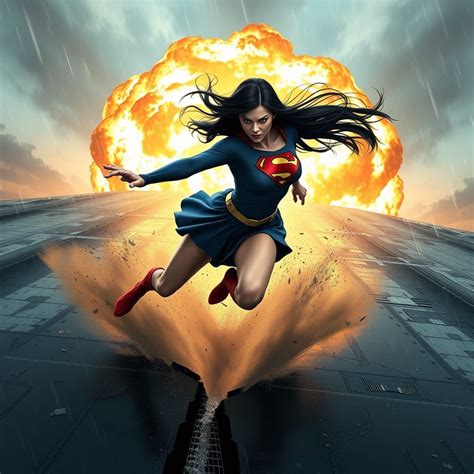 Supergirl In A Turbulent Aircraft Carrier Landing Ai Art
