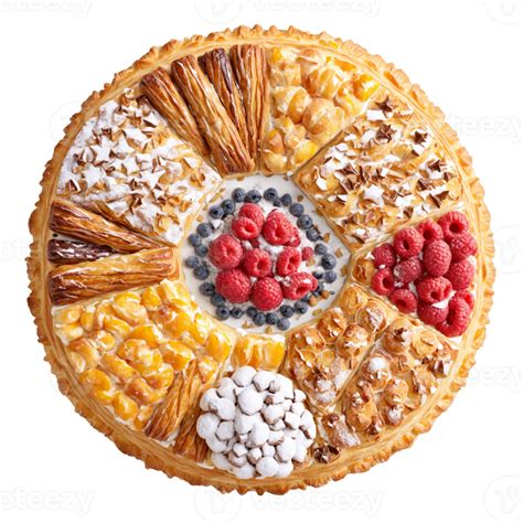 Breakfast Pastry Mandala A Circular Pattern Of Assorted Breakfast Pastries With Fillings And