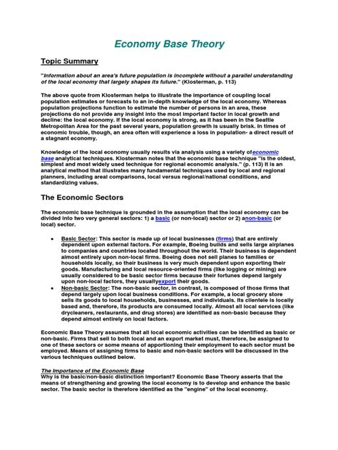 Economic Base Theory Pdf Multiplier Economics Employment