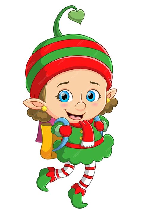 Premium Vector Cute Elf Girl Carrying Backpack