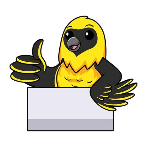 엄지손가락을 포기 하는 귀여운 Myna 새 만화 프리미엄 벡터