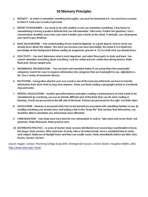 10 memory principles pdf recall memory memory