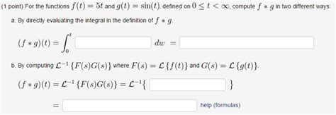 solved for the functions f t 5t and g t sin t