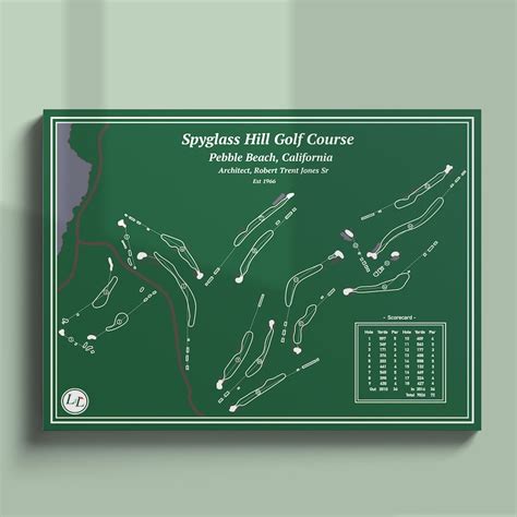 Spyglass Hill Golf Course Map Art Pebble Beach California Blueprint