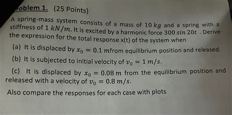 Roblem 1 25 ﻿points A Spring Mass System Consists