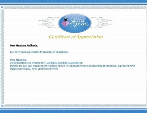 Manthan Andharia On Linkedin Tcs Appreciation