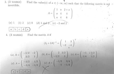 solved 3 3 marks find the value s of a∈ −∞ ∞ such that