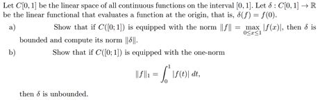 solved let c[0 1] be the linear space of all continuous