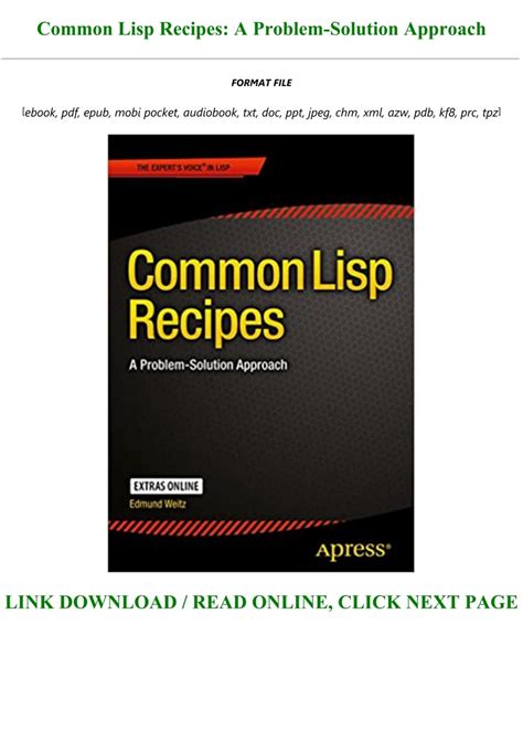 Download In Pdf Common Lisp Recipes A Problem Solution Approach Pre