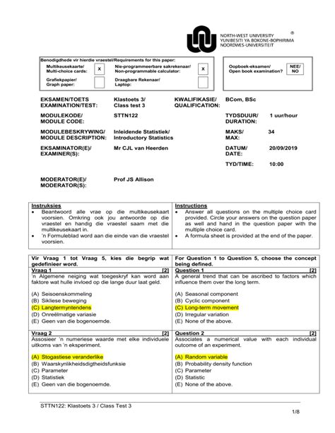 Introductory Statistics Exam Paper STTN122