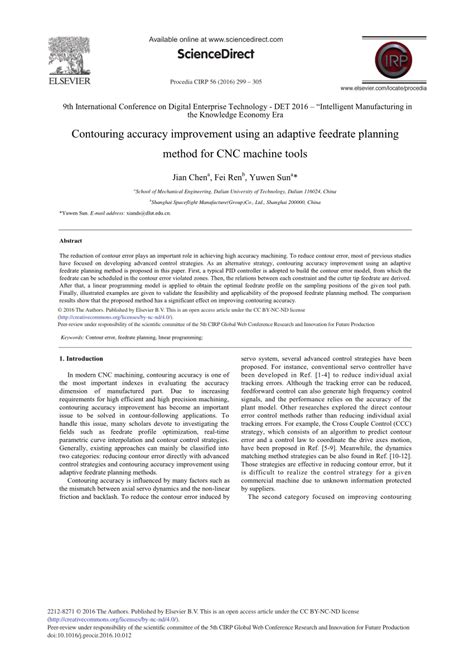pdf contouring accuracy improvement using an adaptive feedrate