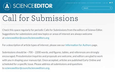 Council Of Science Editors Suggestions For Submissionsnew Topics To