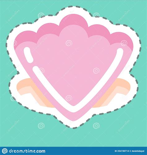 Sticker Line Cut Shell Suitable For Summer Symbol Simple Design Editable Design Template