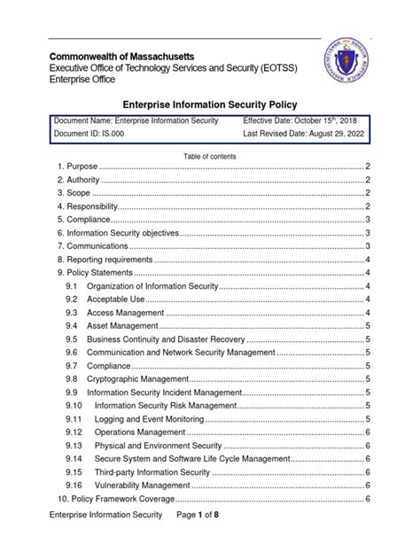 Is 000 Enterprise Information Security Policy Pdf Information Security Computer Security