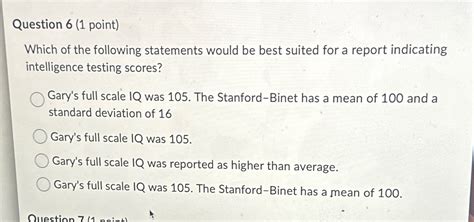 Solved Question 6 (1 ﻿point)Which of the following | Chegg.com