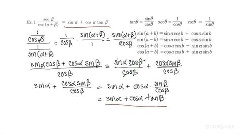 How To Prove Trigonometric Identities Involving Secant Cosecant Tangent Using Sum