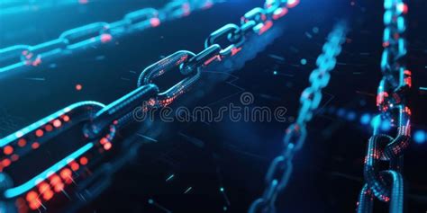 Blockchain Technology Concept With Digital Chains Generative Ai Stock