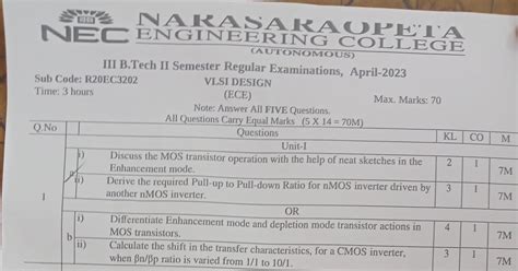 Vlsi Model Paper
