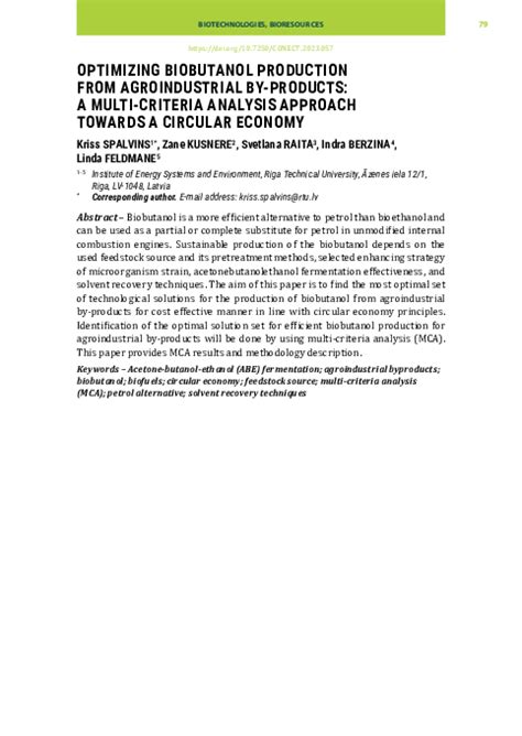 Pdf Optimizing Biobutanol Production From Agroindustrial By Products A Multi Criteria